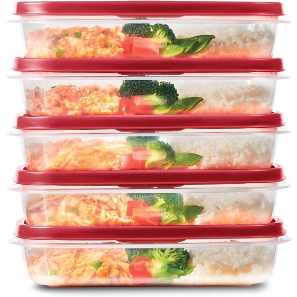 商品名Rubbermaid EasyFindLidミールプレップコンテナ 1コンパートメント 5.5カップ 5個パックRubbermaid EasyFindLids Meal Prep Containers, 5.5 Cup, Redブラン...