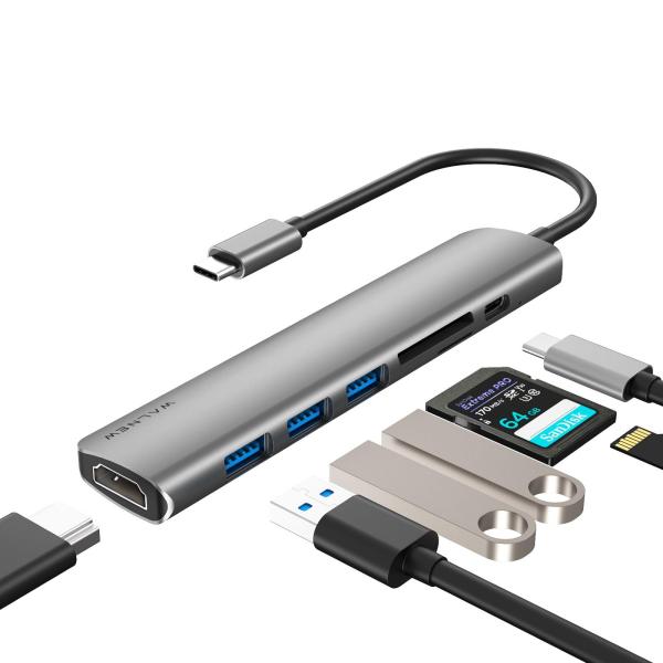 商品名: WALNEW USB Cハブ MacBook Pro USB Cアダプター 7-in-1 Type Cハブ 4K USB-C - HDMI 3.0ポート SD/TFカードリーダー 100W PDドック iPad Pro / Mac...