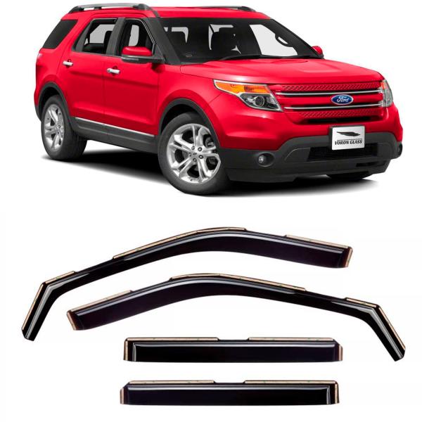 商品名: Voron 220116 ガラスインチャネル エクストラ耐久性レインガード Ford Explorer 2011-2019 ウィンドウディフレクター ベントウィンドウバイザー 4ピース Voron Glass in-Channel...