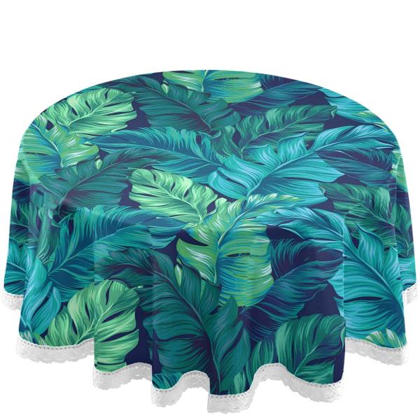 商品名:  MNSRUU Round Tablecloth Turquoise Green Tropical Leaves Palm Leaf Table Cover Round 60" Waterproof Table Protector...
