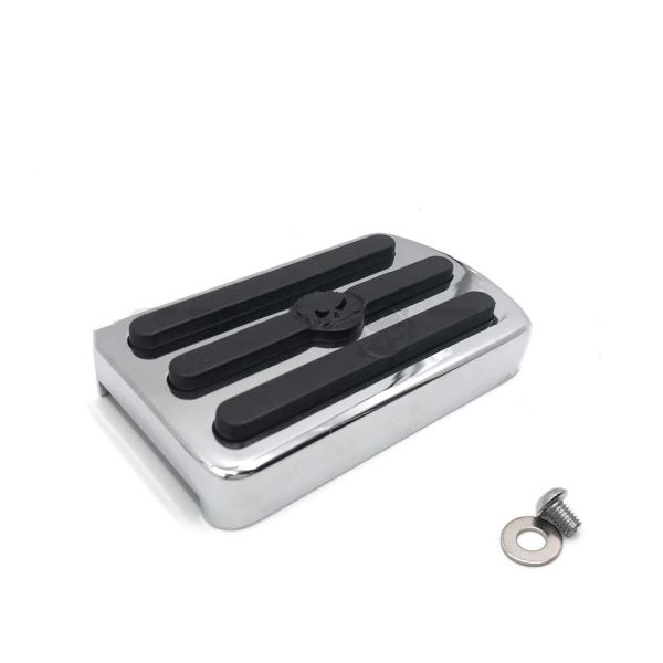 商品名:  HTTMT- Chrome Skull Large Brake Pedal Pad Compatible with 12up Dyna FLD, 86up FL Softail and '80up Touring models ...