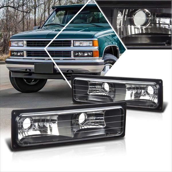 商品名:  Bumper Parking Lights Compatible with 88-99 Chevy Tahoe C/K1500-3500/GMC Yukon C/K1500-3500(Black Housing Clear Le...