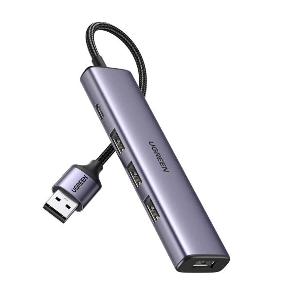 商品名: UGREEN USB3.0 ハブ 4ポート拡張 ノートPC/PS5/PS4/Xbox/Surfaceに適用 給電用USB-Cポート付き セルフ/バスパワー両対応 アルミケース 在宅勤務 ゲームに最適 UGREEN Powered ...