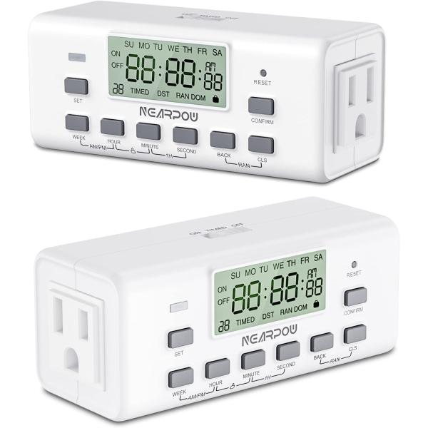 商品名[2 Pack] NEARPOW Digital Timer For Lamp With Dual Outlets, Programmable Timer In Door, Outlet Timer For Lights,10 On/...