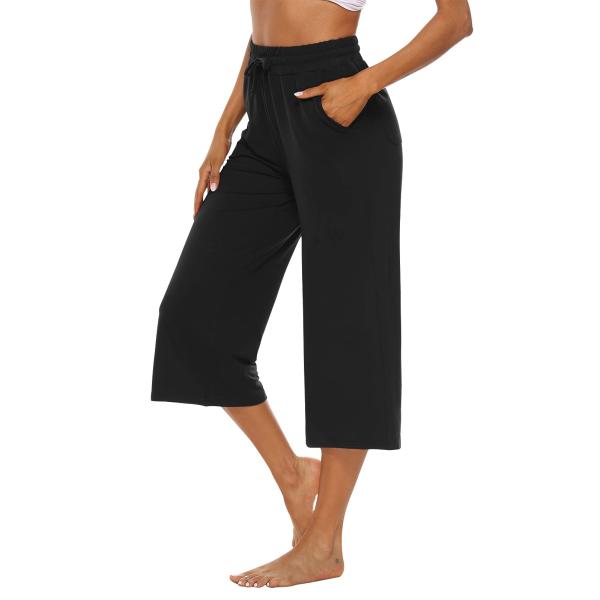 商品名:  OYANUS Capris for Women Casual Summer Loose Comfy Drawstring Wide Leg Capri Pants with Pockets Black XLブランド: OYANU...