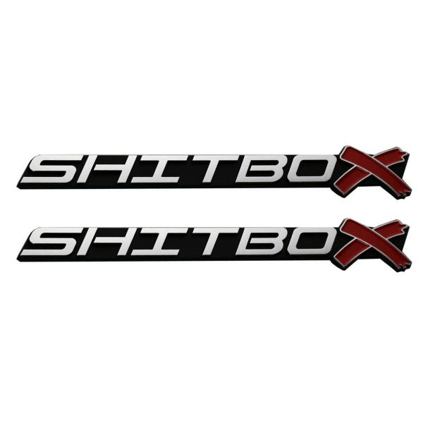 商品名: SHITBOX エンブレムバッジ 3D カーフェンダーステッカー デカール 交換用 トラック用 (クローム/レッド) 2枚 2pcs SHITBOX Emblems Badge 3D Car Fender Sticker Deca...