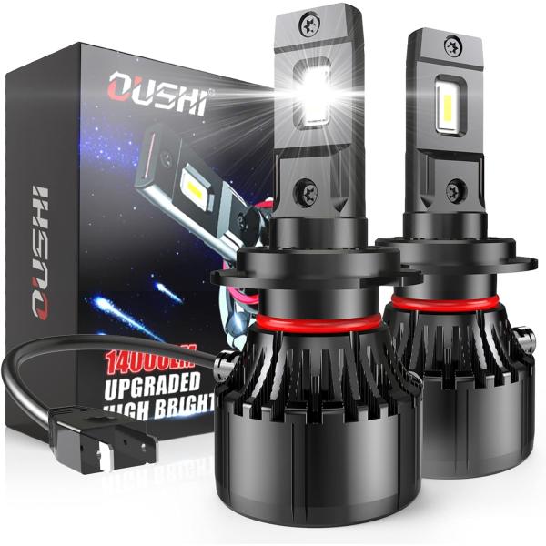 商品名OUSHI H7 LED ヘッドライト電球 70W 14000ルーメン 非常に明るい 6000K キセノン ホワイト 防水 ハイパワー アップグレード H7 ヘッドライト電球 変換キット 交換用電球(2個パック)H7 LED Head...