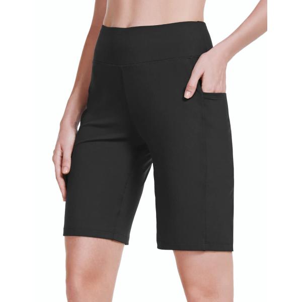 商品名:  BALEAF Womens Running, Workout and Training, Athletic 10" Bermuda Shorts Long Athletic Workout Knee Length High Wa...