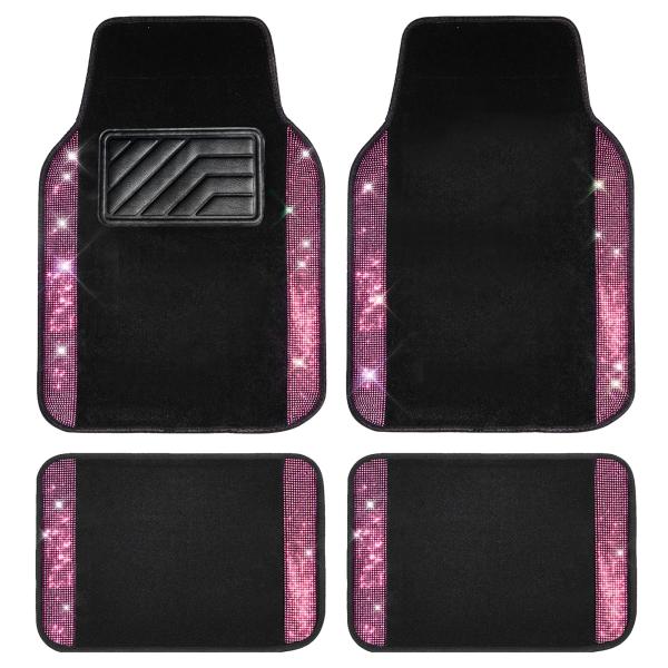 商品名: CAR PASS Shining Rhinestones Carpet, Bling Crystal Diamond Sparkly Glitter Car Floor Mat, Anti-Slip PVC Heel Pad Au...