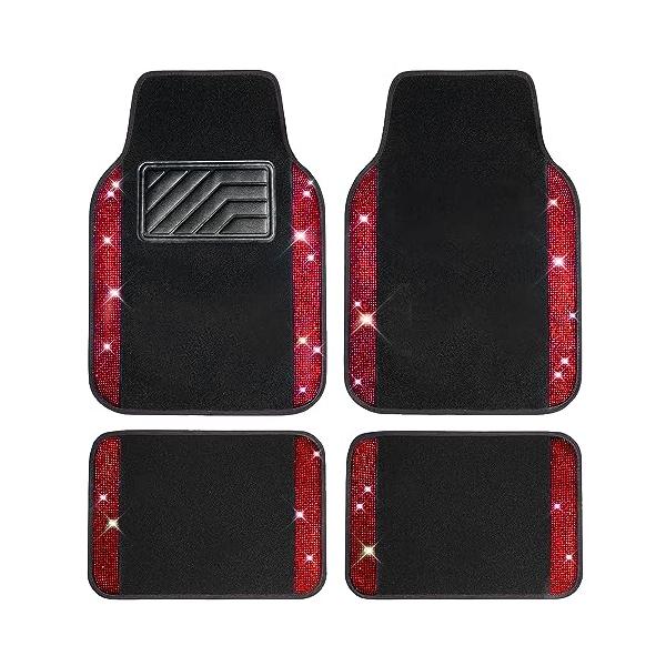 商品名: CAR PASS Shining Rhinestones Carpet, Bling Crystal Diamond Sparkly Glitter Car Floor Mat, Anti-Slip PVC Heel Pad Wa...
