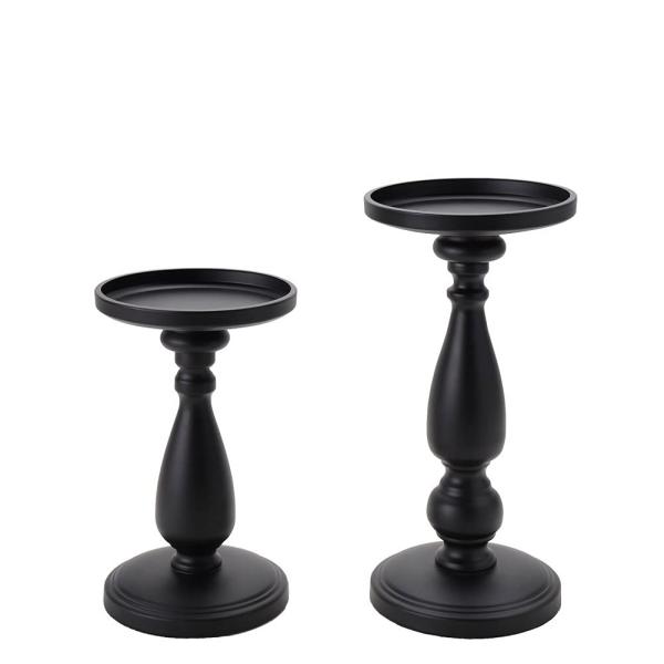 商品名: volnyus ブラック 装飾キャンドルホルダー 2個セット - ホームインテリア ピラーキャンドルスタンド コーヒーテーブル マントル装飾 センターピース 暖炉 リビング ダイニングルーム テーブル用 クラシックな田舎スタイルの...