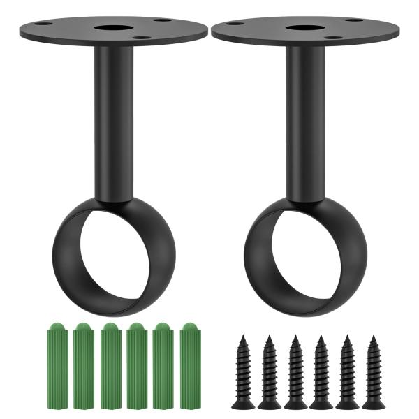 商品名:  Aopin Closet Rod Brackets with Matte Black Finish 19mm / 0.75" Wardrobe Rod Brackets Curtain Rod End Supports Flan...