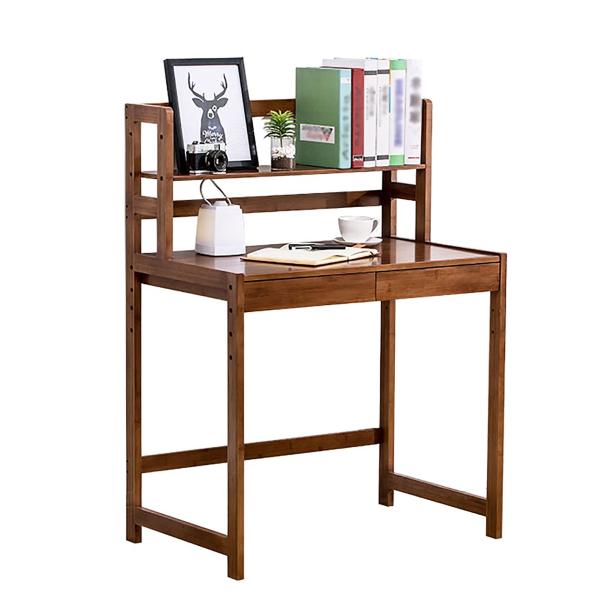 商品名:  Computer Desk, 33.1”/40.9”Bamboo Home Office Table, Modern Writing/Study Workstation with Bookshelves and Drawers,...