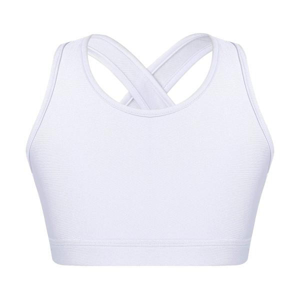 商品名:  Moggemol Kids Girls Basic Sports Bra Sleeveless Crisscross Keyhole Back Crop Top for Dance/Yoga/Running White 6ブラン...