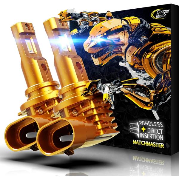 商品名Cougar Motor Lite 9005 LED Headlight Bulb, (HB3) 12000LM 6500K Cool White All-in-One Conversion Kit, Pack of 2- Fanle...