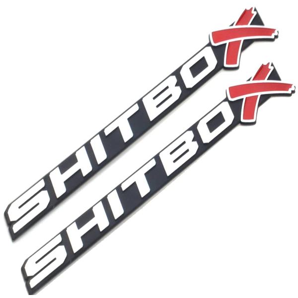 商品名:  2 Pcs SHITBOX Truck Exterior Emblems 3D Badge Sticker Decal Compatible with Universal Cars (Chrome Red)ブランド: EmbRo...