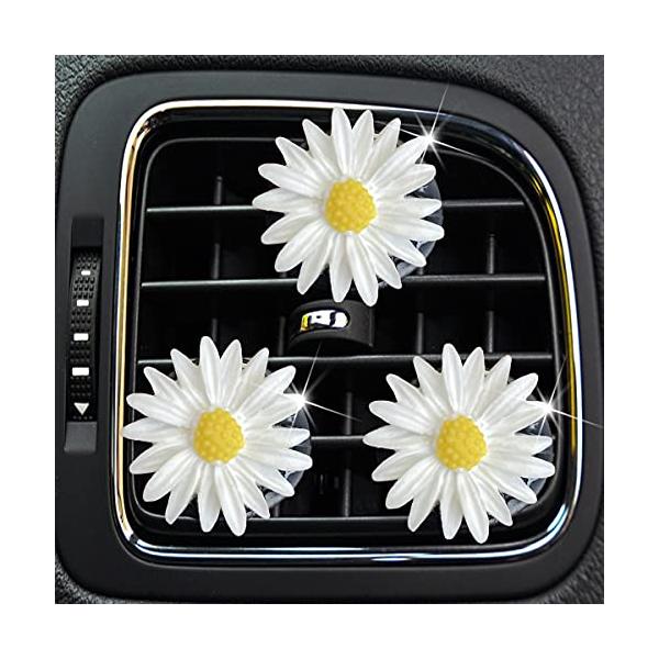 商品名:  NTRR Cute Daisies Car Clip, 3Pcs Flowers Car Charm Air Vent Accessories Cute Automotive Interior Trim Car Decorati...