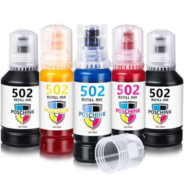 商品名: Poschink 502 T502 インクボトル エコタンク リフィル ET-2760 ET-2850 ET-4760 ET-3760 ET-2750 ET-3750 ET-15000 ST-2000 ET-4750 ST-400...