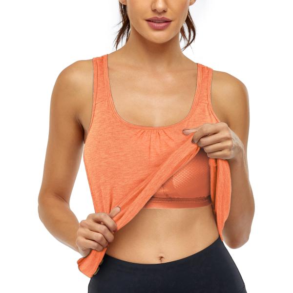 商品名:  Miusey Built in Bra Tank Tops for Women, Basic Solid Sleeveless Round Neck Tank Tops Yoga Gym Outdoor Exercises Hi...