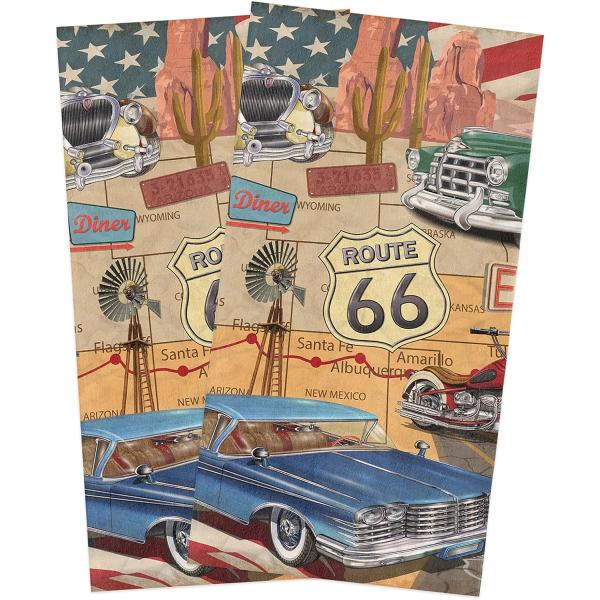 商品名Zadaling Kitchen Towels,Route 66 Old Fashioned Cars Motorcycle on a Map Road Trip Journey 18x28 Inches Soft Dish Clot...
