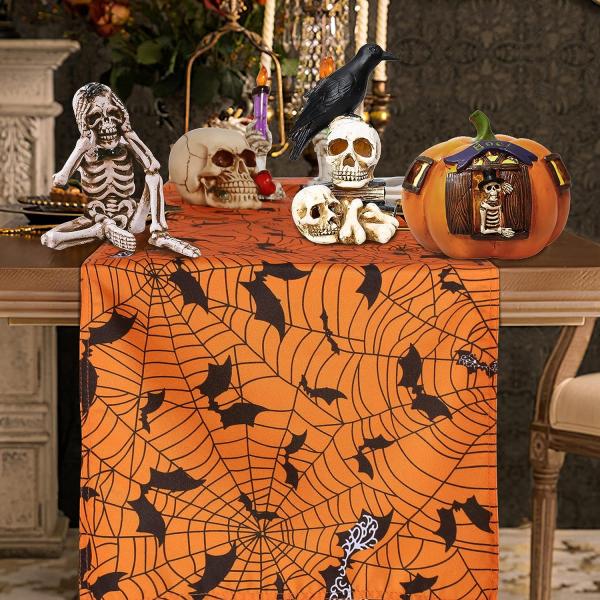 商品名LUSHVIDA ハロウィンテーブルランナー   パターン しわ防止 洗濯可能 ホリデーテーブルランナー パーティーディナー、ダイニングルームテーブルデコレーション(14 x 108インチ)LUSHVIDA Halloween Tab...