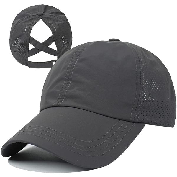 商品名:  HGGE Womens Criss Cross Ponytail Baseball Cap Adjustable High Messy Bun Ponycap Trucker Hats Quick Drying Mesh Dad...