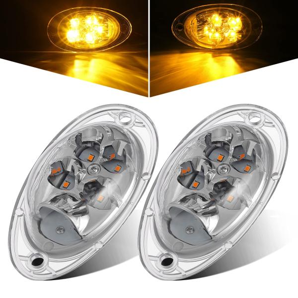 商品名: Partsam 2個 Freightliner Cascadia アンバー LED サイドマーカー ウィンカーライト 5-2835-SMD クリアレンズ Freightliner Cascadia セミトラック フロントキャブ サ...