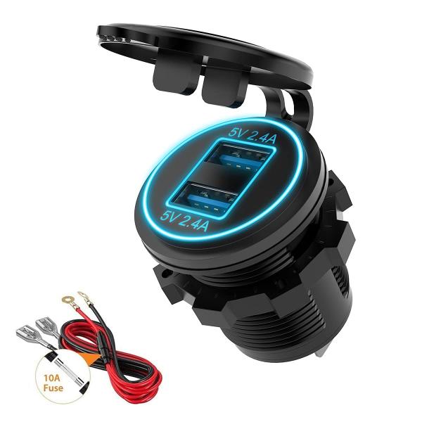 商品名:  Rocketek Dual USB Socket Charger, Dual 4.8A USB Car Charger Waterproof Power Outlet for 12V/24V Car, Boats and Mar...