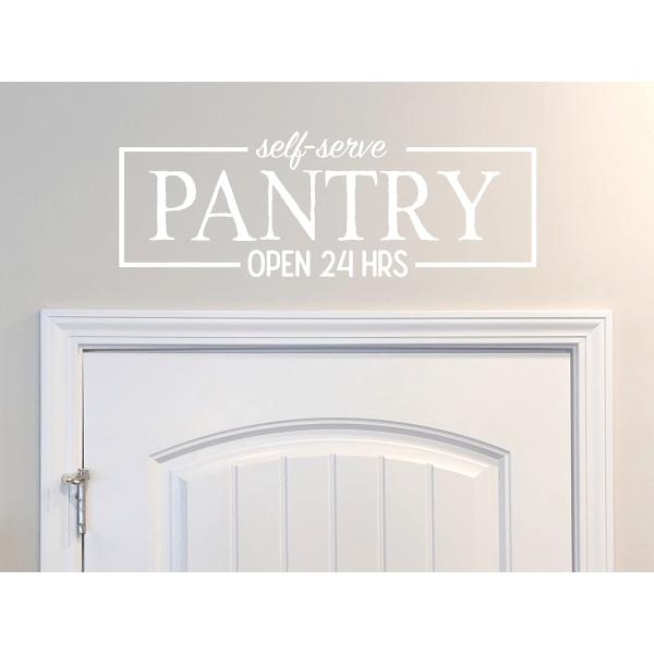商品名:  STORY OF HOME DECALS.COM The Pantry Open 24 Hours a Day Kitchen Wall Decal Matte Finish Vinyl Black, White, Grey, ...