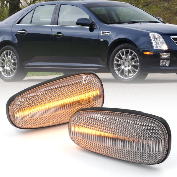 商品名: NSLUMO シーケンシャル アンバー LED サイドマーカーライト 交換用 2005-2011 キャデラック STS クリアレンズ LED フロントフェンダー ウインカーリピーター サイドマーカー リピーターランプ OEMフィッ...