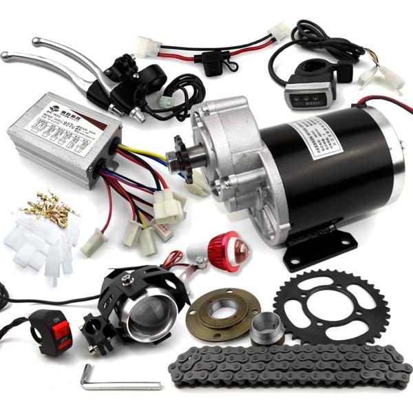 商品名36V48V600Wギア減速モーターとサムスロットルレンズフロントLEDランプ付き4輪自転車電気変換キット (36V 600W kit)36V48V 600W Four Wheels Bicycle Electric Conversi...