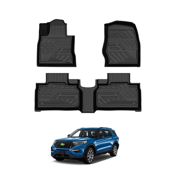 商品名:  T TGBROS Custom Fit for Floor Mats 2020-2023 Ford Explorer (Fits 6 and 7 Passenger Models) All-Weather Floor Liner...