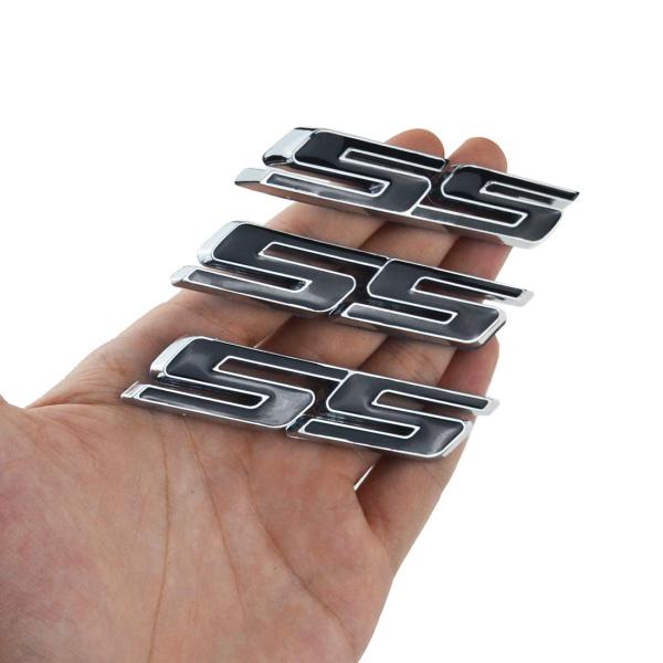 商品名: SS サイドエンブレムバッジ ネームプレート 3D 立体強粘着 Impala Cobalt Camaro 2010-2016用 (ブラックシルバー) 3X SS Side Emblem Badge Nameplates 3D Ra...