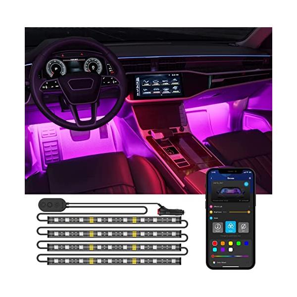 商品名:  Govee Interior Car Lights with Smart APP Control, RGB Led Lights for Car with Music Sync Mode and DIY Mode, 4 Pcs ...