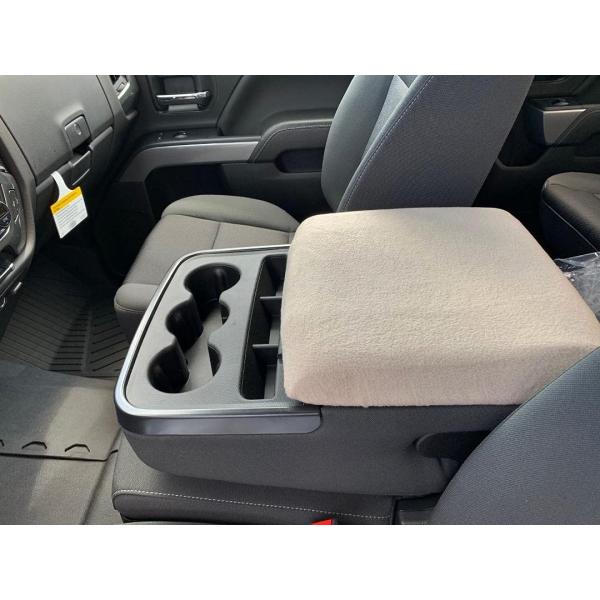 商品名: 自動車コンソールカバー - シボレーシルバラードカスタムトレイルボス 1500、2500、3500(40/20/40シート)2020-2021センターコンソールアームレストカバーフリース生地 - トープ Auto Console ...