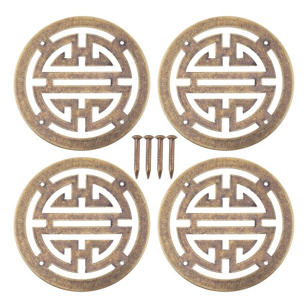 商品名:  UKCOCO 4pcs Copper Carved Onlay Applique Chinese Style Round Furniture Corner Decal Corner Frame Decor for Door Ca...