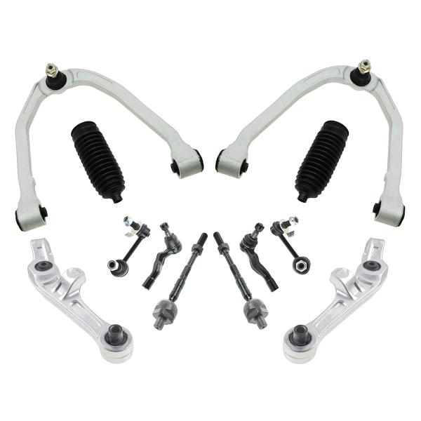 商品名:  PartsW - 12 Pc Suspension Front Upper Lower Control Arm + Outer &amp; Inner Tie Rod Ends + Sway Bar Links + Bellow...