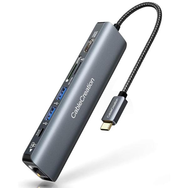 商品名: USB C ハブ,CableCreation 7-in-1 USBハブ Type C 4K@60Hz HDMI 1Gbps LAN 100W PD USB3.0 SD&amp;Micro SD搭載 USBハブ iPhone15 i...