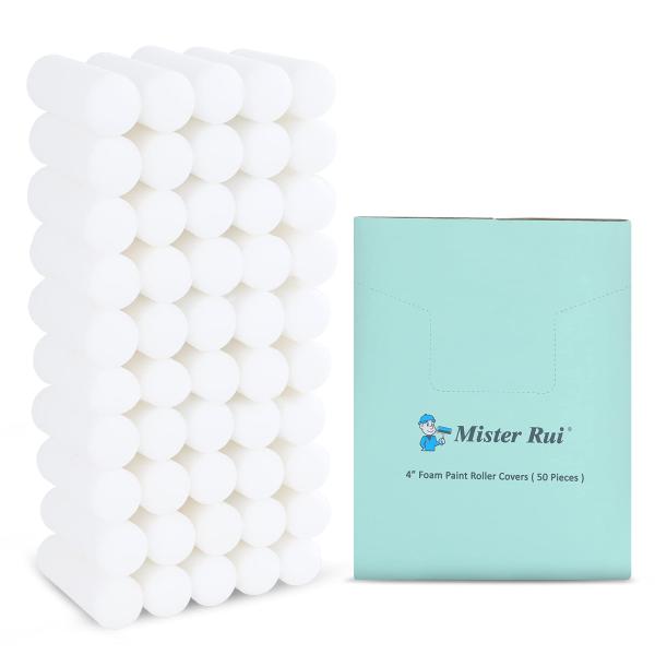 商品名: Mister Rui-Paint ローラーセット 高密度ミニフォームペイントローラーカバー スポンジペイントローラーセット プロフェッショナル使用 DIY用 小さなペイントローラー(4インチ ダブルラウンド(50個パック) Mis...