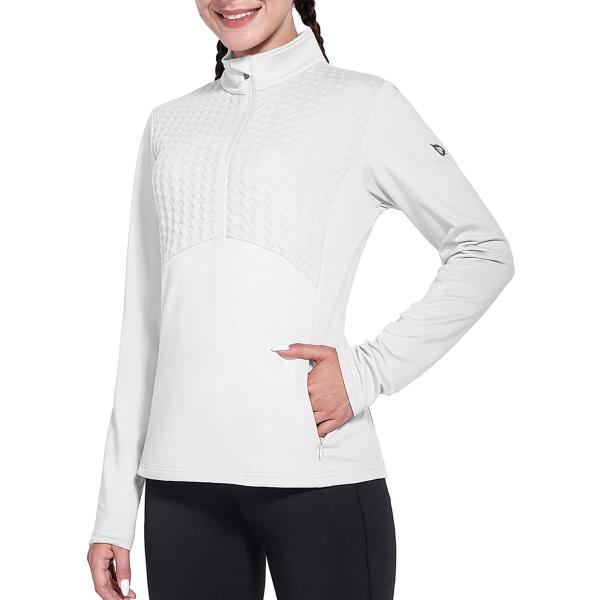 商品名:  BALEAF Women's Horse Riding Shirts Long Sleeve Half Zip Pullover Fleece Jacket Winter Cold Weather Running Gear Wh...