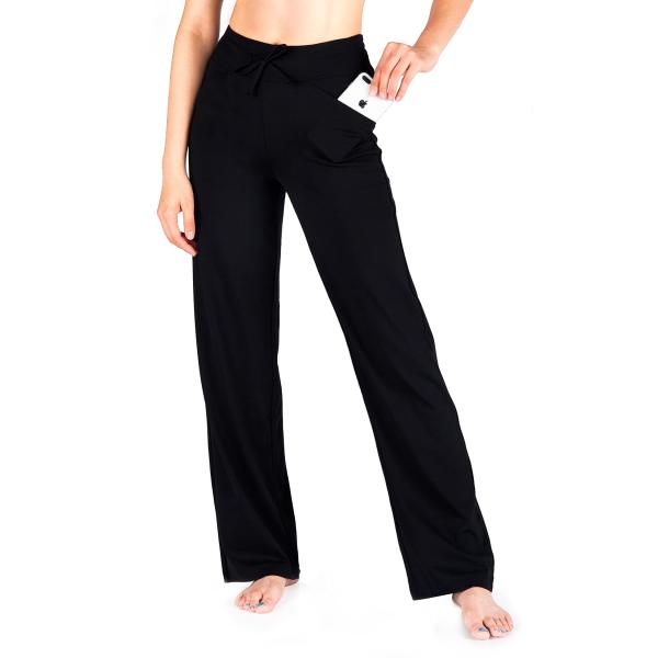 商品名:  Yogipace Petite Women's Loose Fit Wide Leg Yoga Pants Drawstring Lightweight Sweatpants with Pockets,27",Black,Siz...