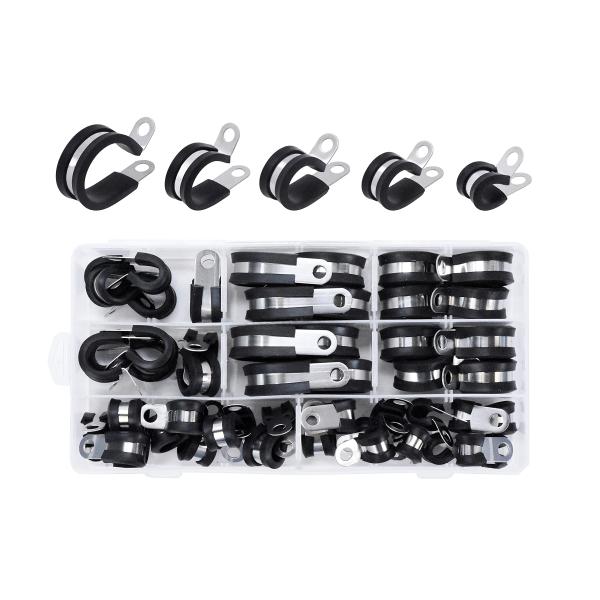 商品名: Mandala Crafts ケーブルクランプ - 電気配線用ワイヤクランプ - ステンレススチールラバーPクランプ Rタイプケーブルクランプキット ブレーキライン用 1/4 3/8 1/2 3/4 1インチ 50個 Mandal...