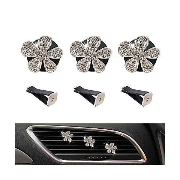 商品名: Tznyly Ambientadores de coche para mujer, accesorios de coche brillantes, decoraci〓n de salida de aire de coche, ac...