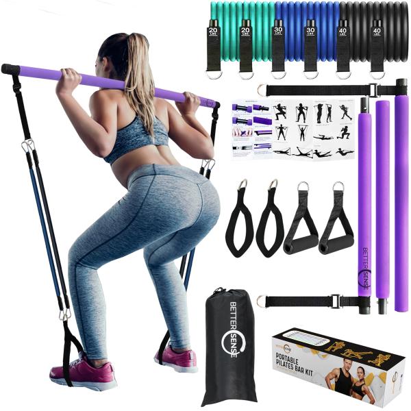 商品名: A01-new-new3378 Better Sense Upgraded Pilates Bar Kit ?46.5” Adjustable Exercise Equipment for Men, Women with 6X 2...