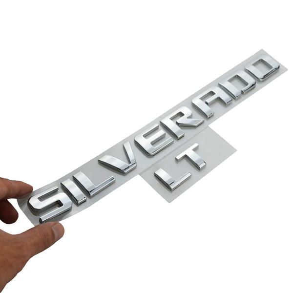 商品名:  Chrome Silverado LT Emblem Badge 3D Letter 3D Raised Strong Adhesive Fit for 2007-2018 Silverado Trunk Cars (Silve...