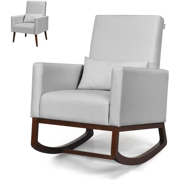 商品名:  BETTARY Rocking Chair, 2-in-1 Upholstered Rocking Armchair, Modern High Back Rocker w/2 Types of Solid Legs &amp; ...