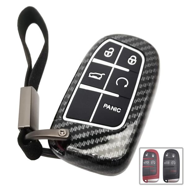 商品名: ABS カーボンファイバー パターン キーフォブ ケースカバー Dodge Charger チャレンジャー ジープ グランドチェロキー レネゲード グランドコマンダー クライスラー用, ブラック, Small Horande AB...