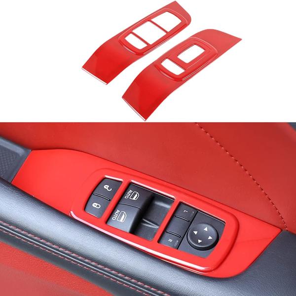 商品名:  CEBAT 2PCS ABS Bright Red Interior Auto Window Switch Panel Cover Door Lock Switch Trim Inner Decorative Accessori...
