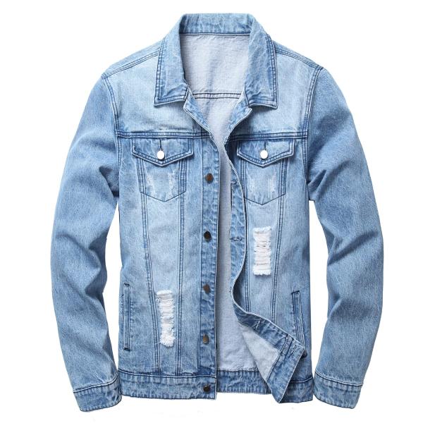 商品名:  QIMYUM Jean Jacket For Men, Distressed Slim Denim Jacket (Small, Blue)ブランド: QIMYUM商品サイズ: Small高さ: 35cm横幅: 30cm奥行: ...