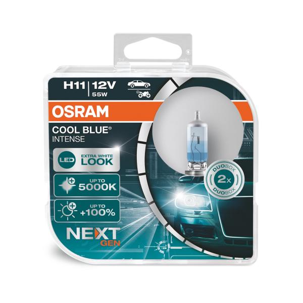 商品名:  OSRAM COOL BLUE INTENSE H11, 100% more brightness, up to 5,000K, halogen headlight lamp, LED look, duo box (2 lamp...